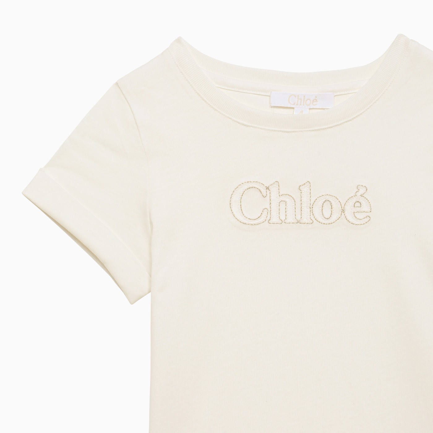 Chloé T-shirt bianca in cotone con logo | TheDoubleF