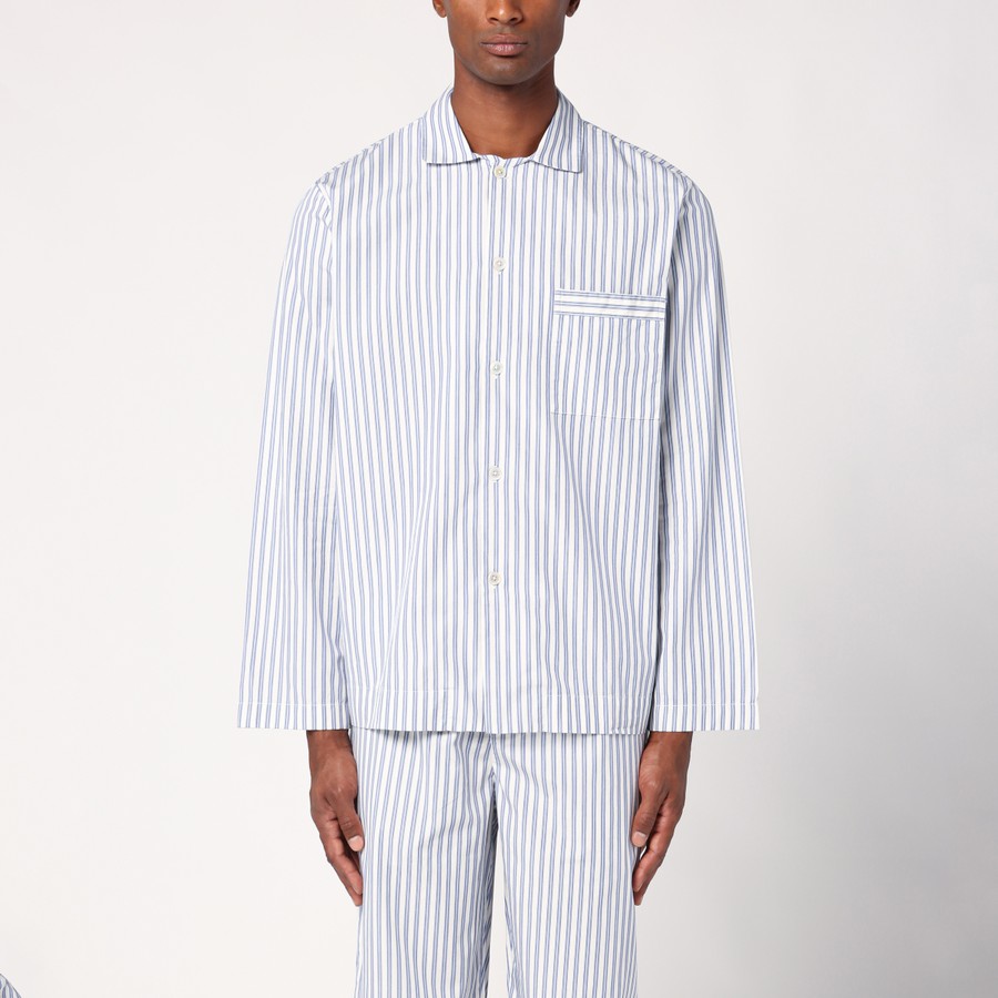 Tekla White Striped Pyjama Shirt S