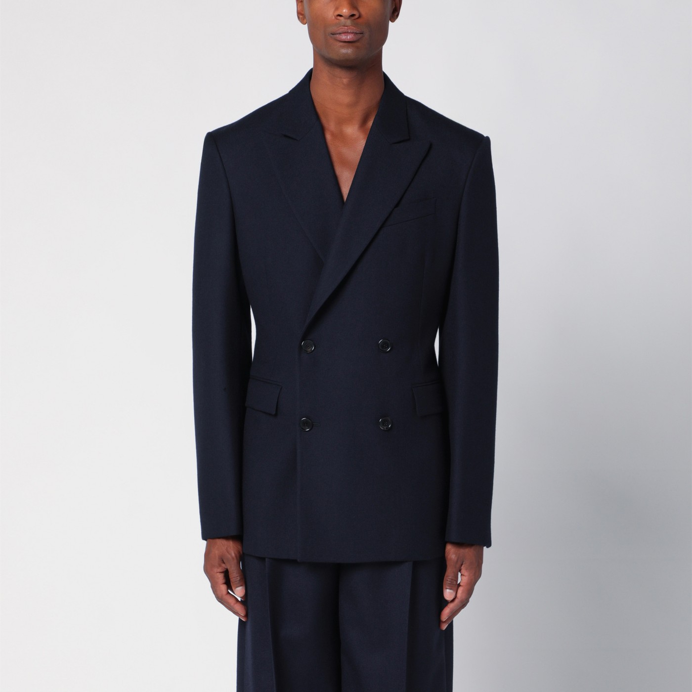 Loewe Navy blue double-breasted jacket in wool | TheDoubleF