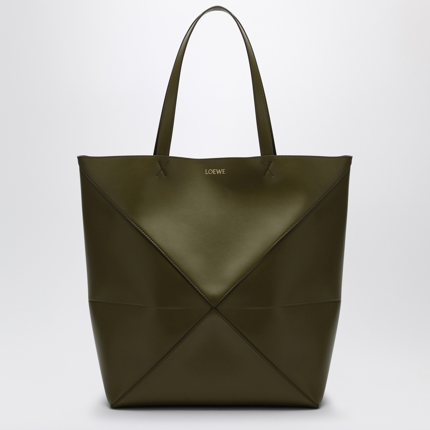 Loewe Puzzle Fold Tote olive green large bag | TheDoubleF