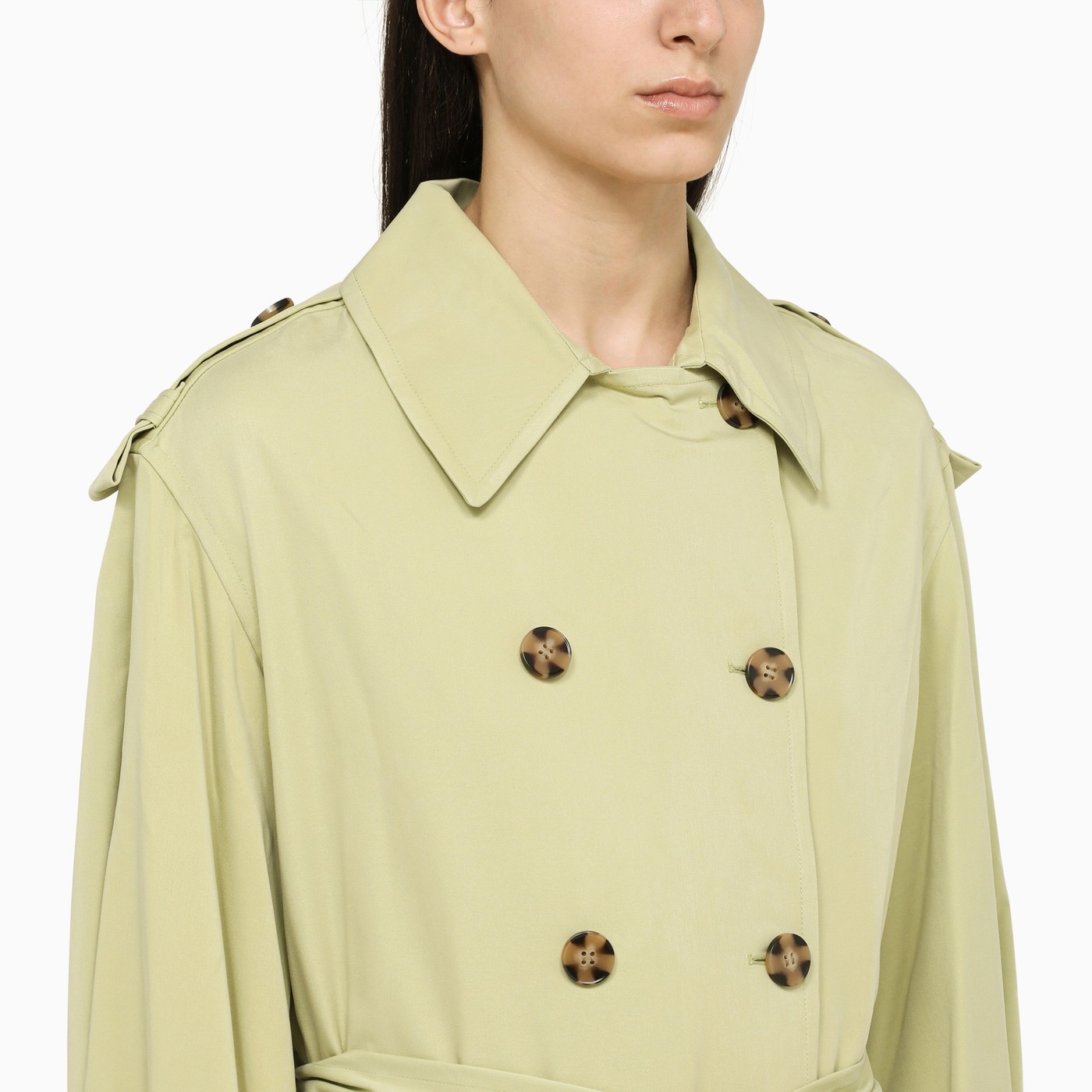 By Malene Birger Green double-breasted duster with belt | TheDoubleF