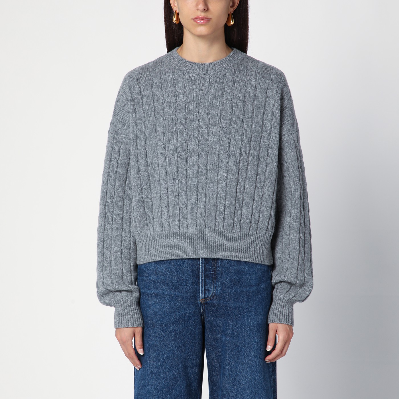 Loewe Grey cable-knit jumper in wool | TheDoubleF