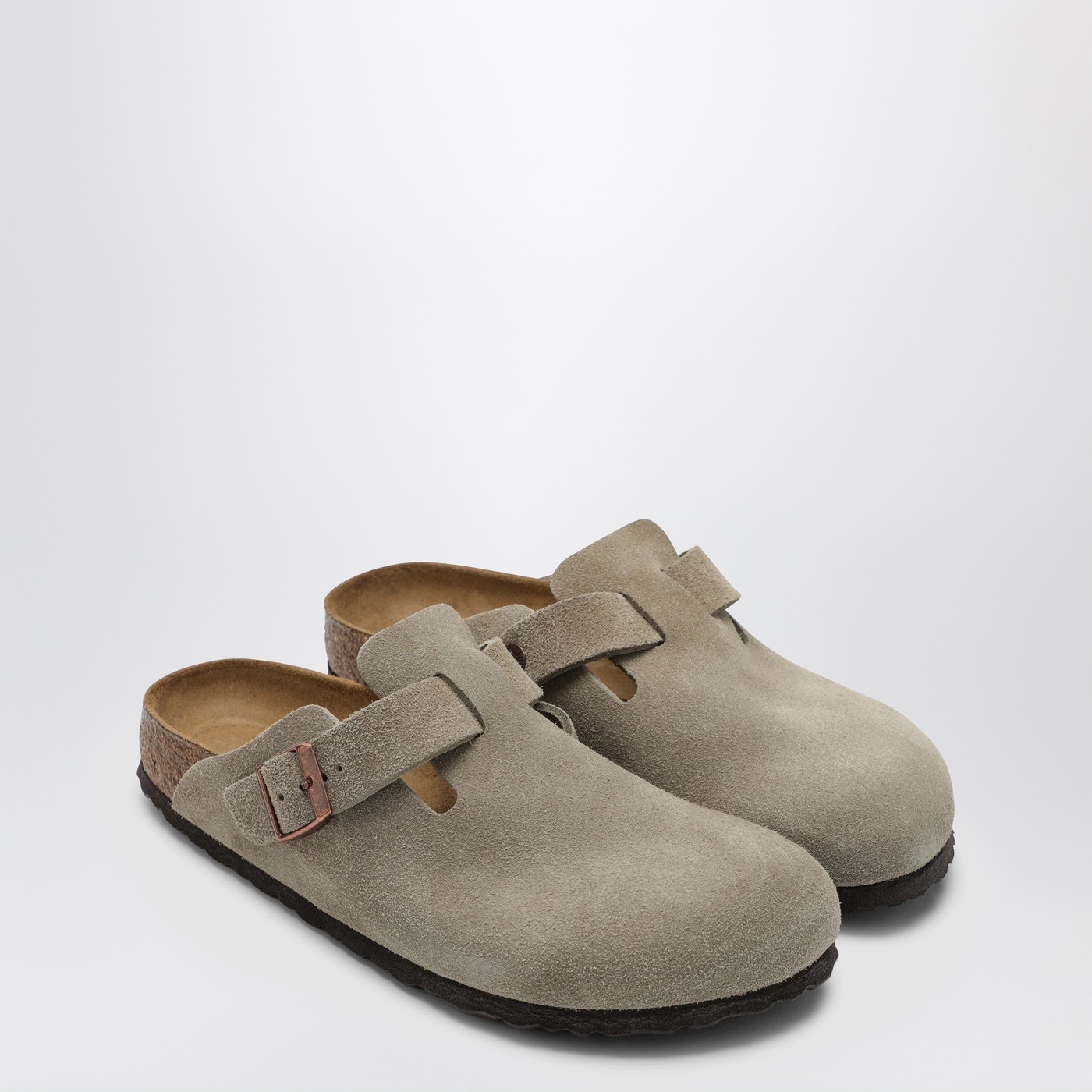 Birkenstock Taupe Boston sandal in suede | TheDoubleF