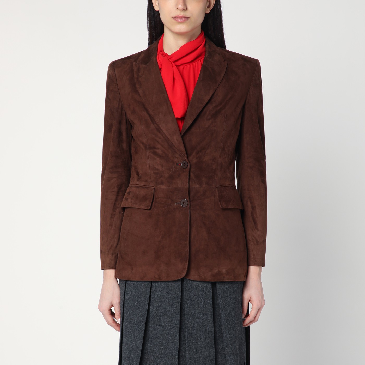 Sword 6644 Chocolate-coloured jacket in suede | TheDoubleF