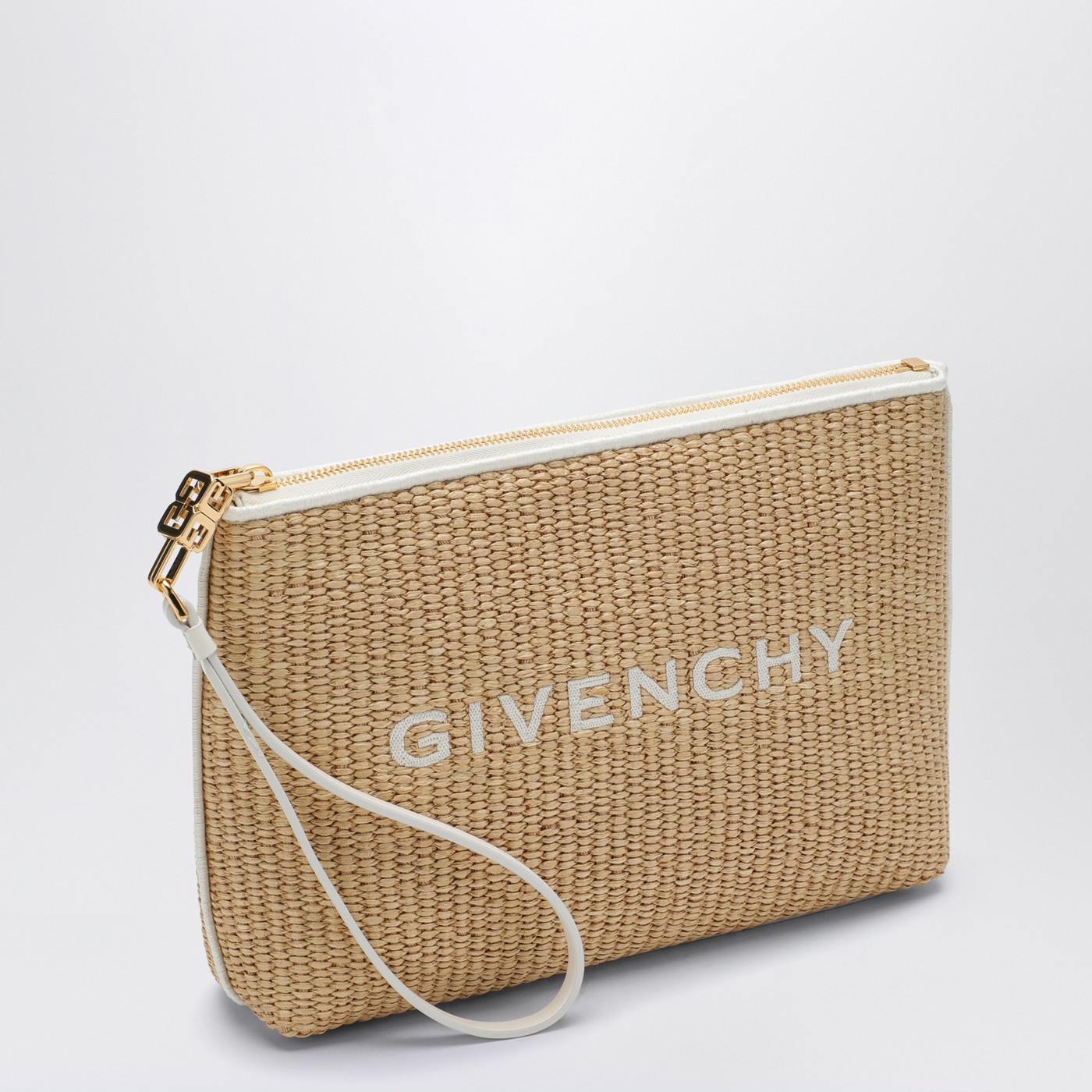 Givenchy Natural raffia clutch bag with logo | TheDoubleF