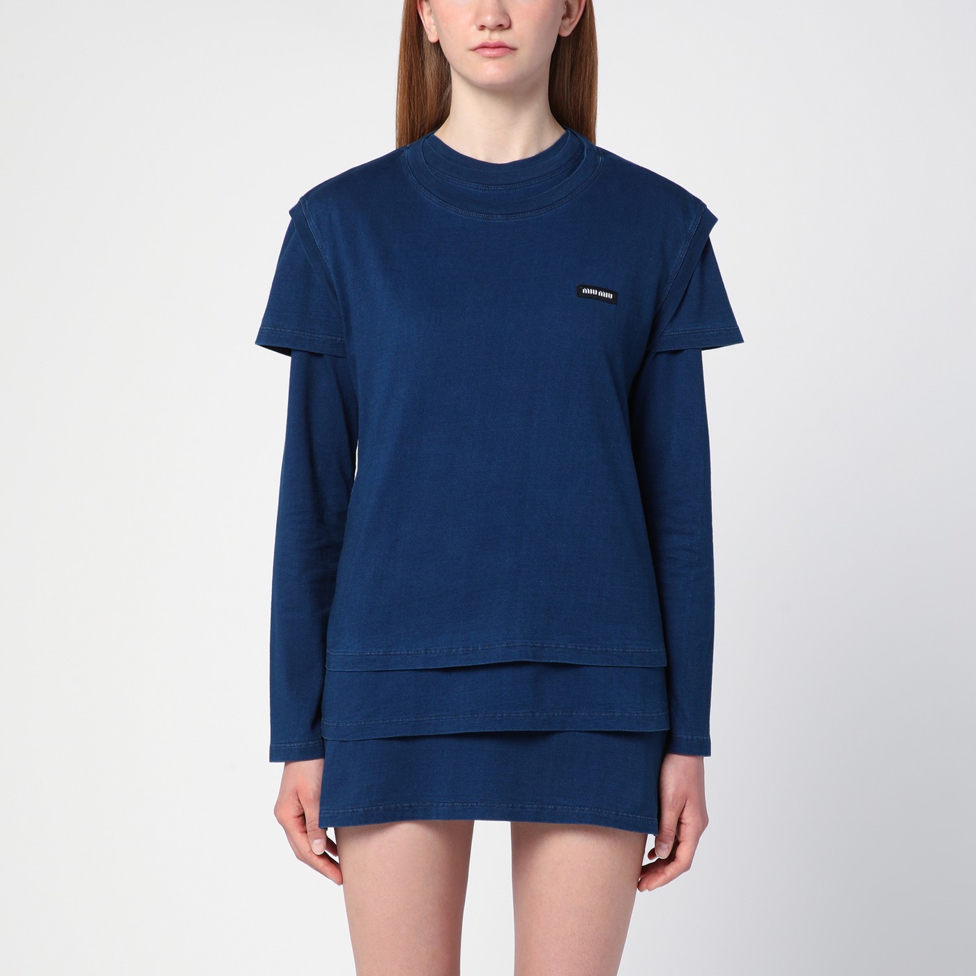 Miu Miu Set of three blue cotton T-shirts | TheDoubleF