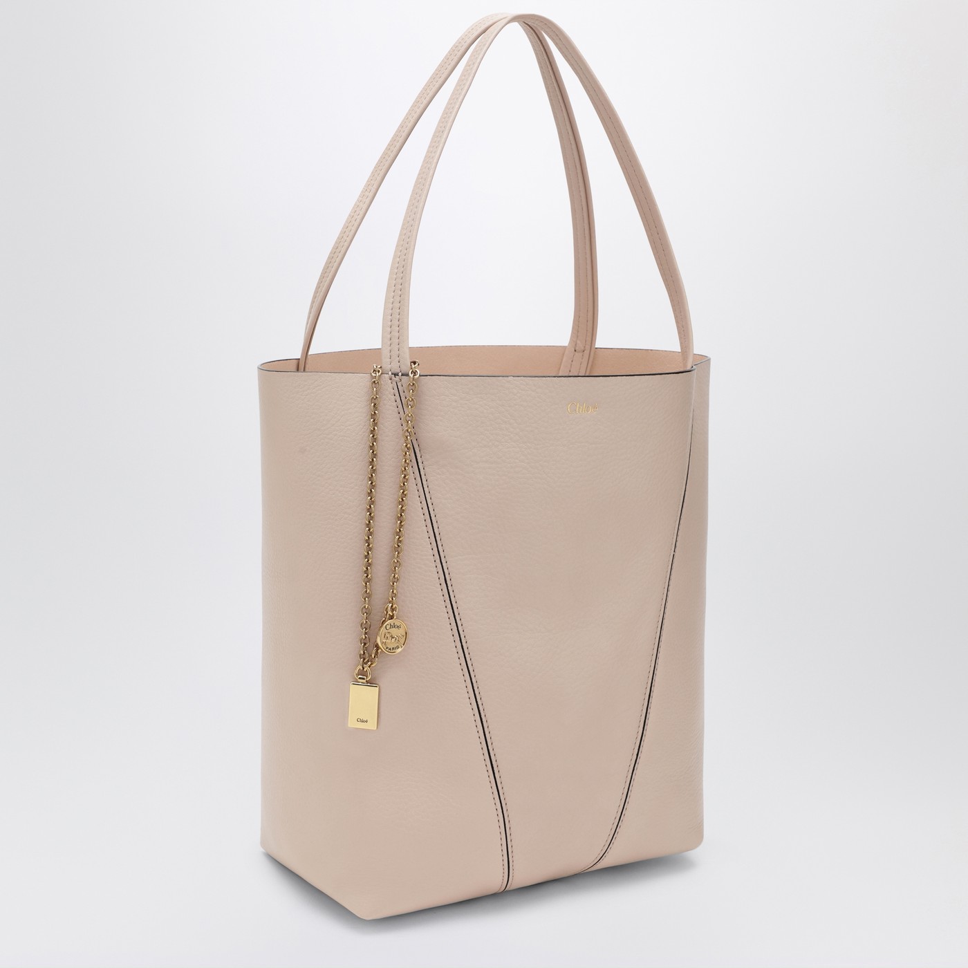Chloé Cabas moyen Chloé Spin en cuir Cement Pink | TheDoubleF