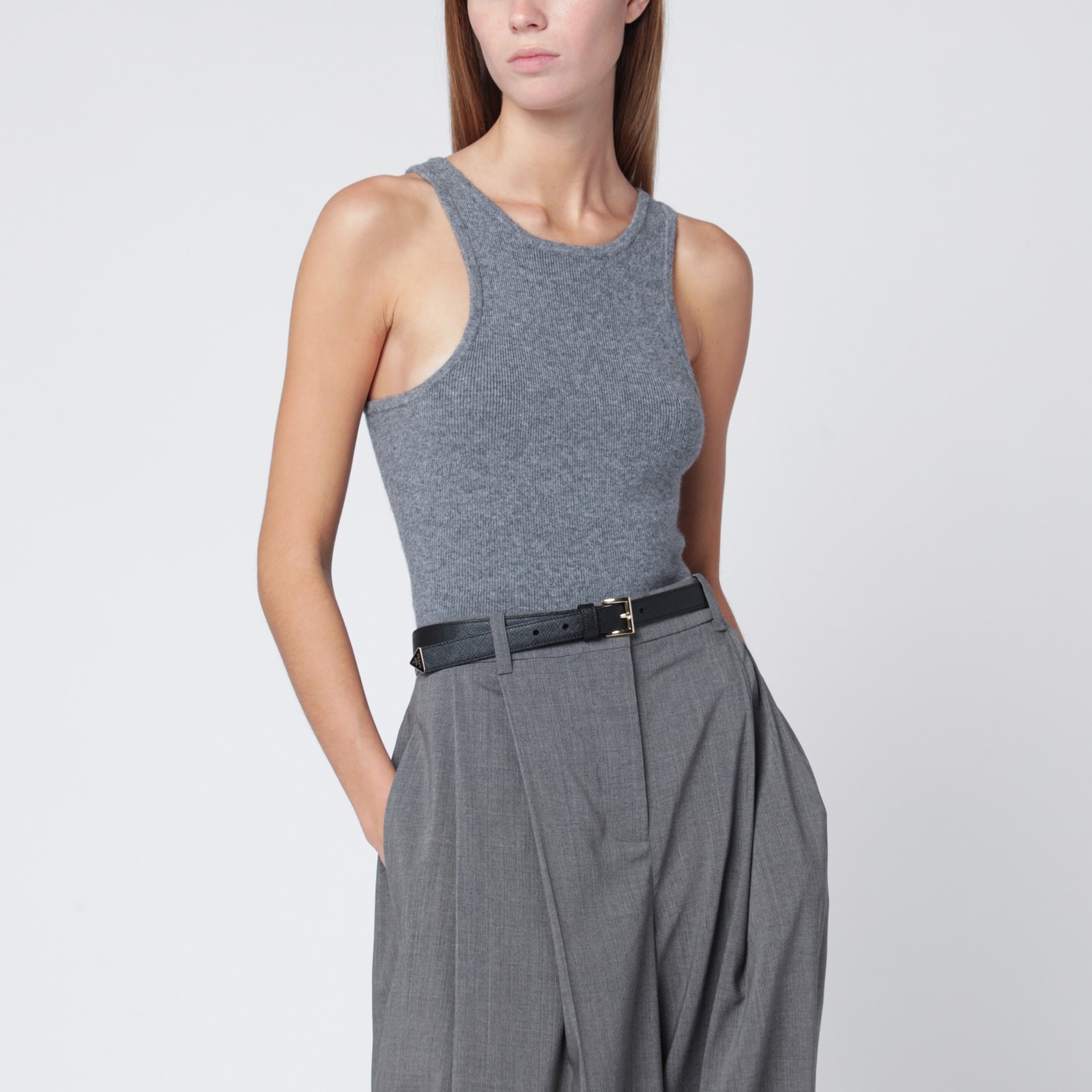 ALMADA LABEL Luna top in grey wool and cashmere | TheDoubleF