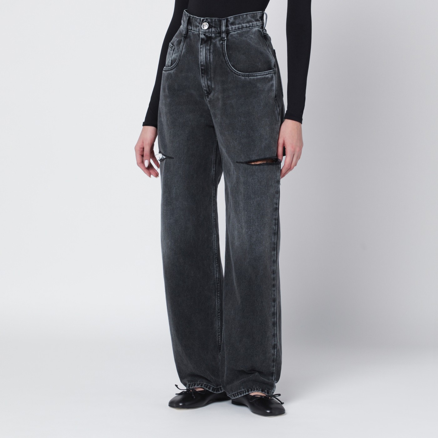 Maison Margiela Washed black jeans with side rips | TheDoubleF