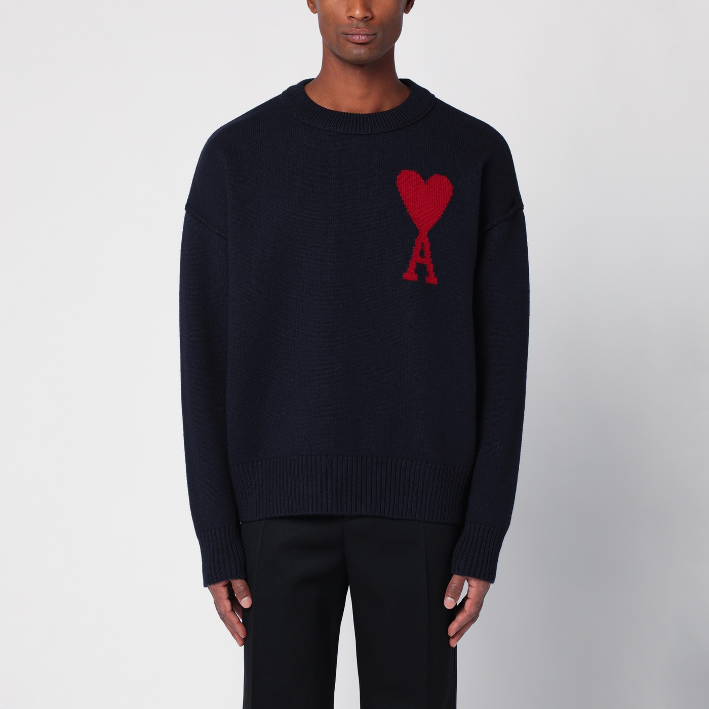 Ami Paris Night blue Ami De Coeur wool jumper | TheDoubleF