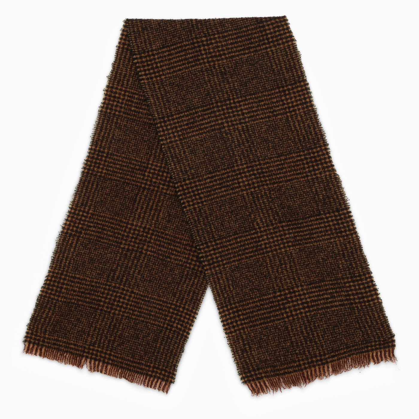 Destin Brown wool and cashmere Prince of Wales scarf | TheDoubleF