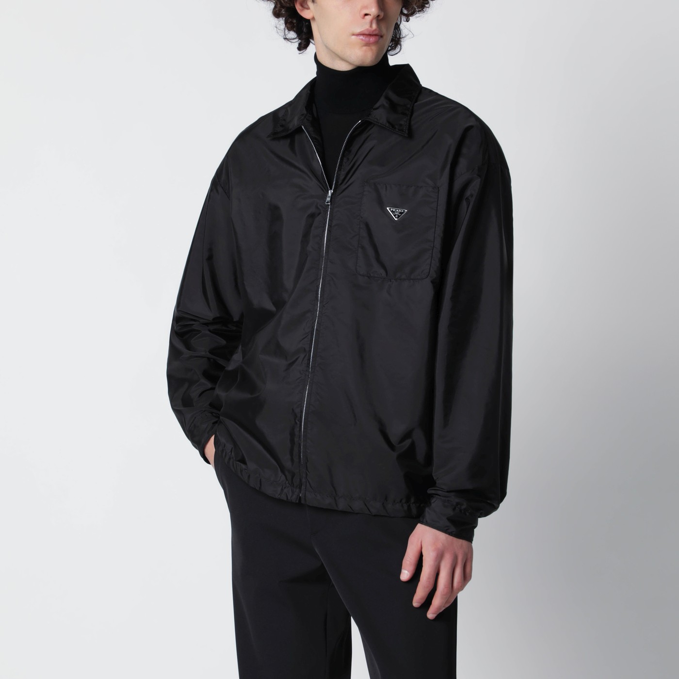 Prada Black Re-Nylon zip-up overshirt | TheDoubleF