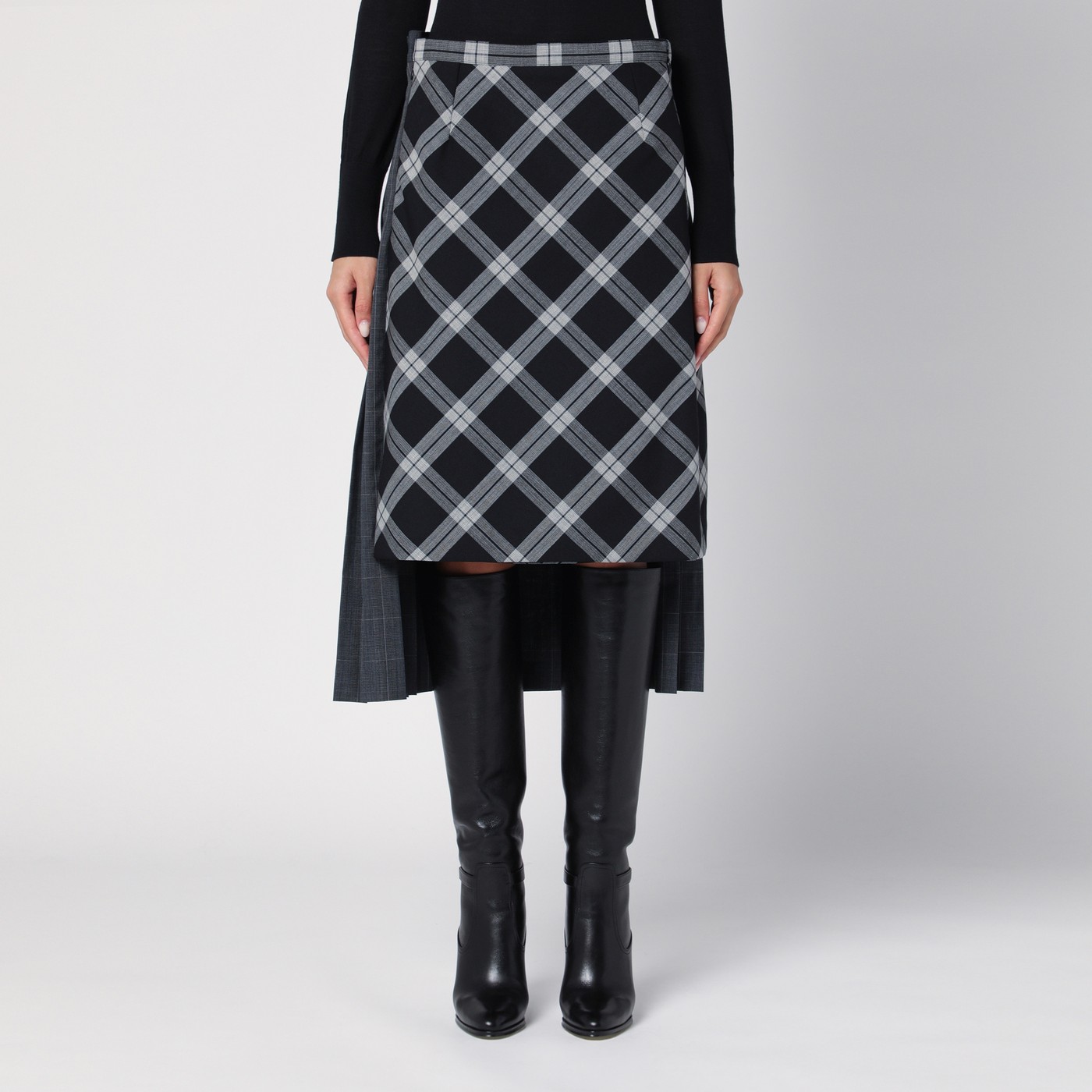 Balenciaga Multi-layer wool check skirt | TheDoubleF