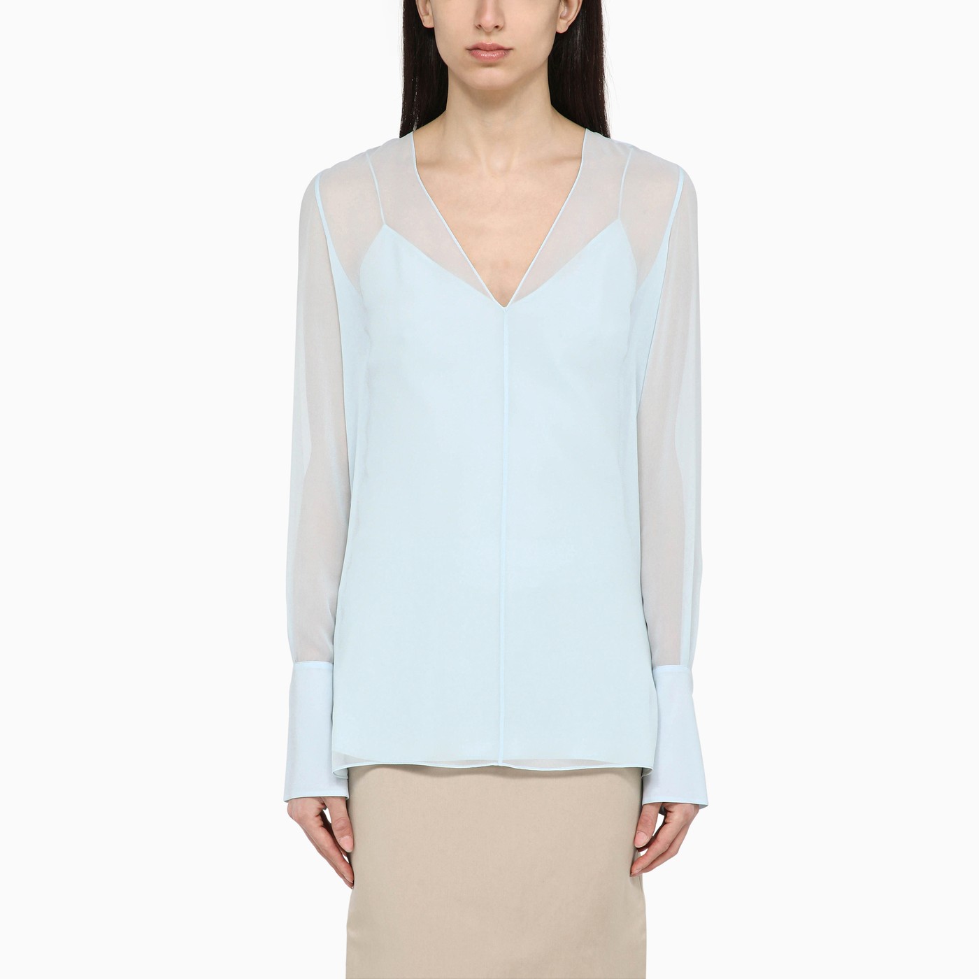 Givenchy Light blue silk blouse with back slit | TheDoubleF