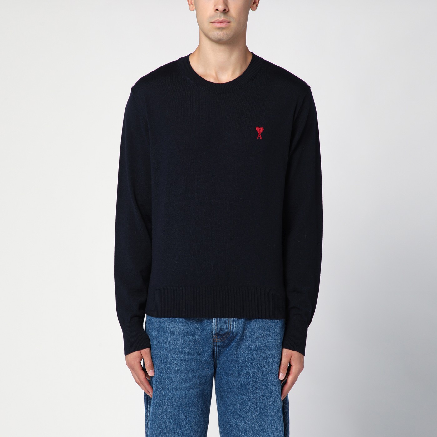 Ami Paris Night blue Ami De Coeur wool jumper | TheDoubleF