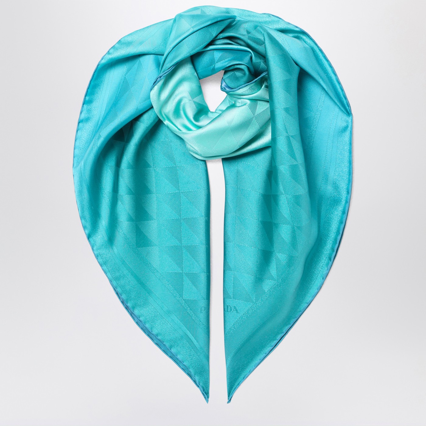 Prada Turquoise printed foulard in twill | TheDoubleF