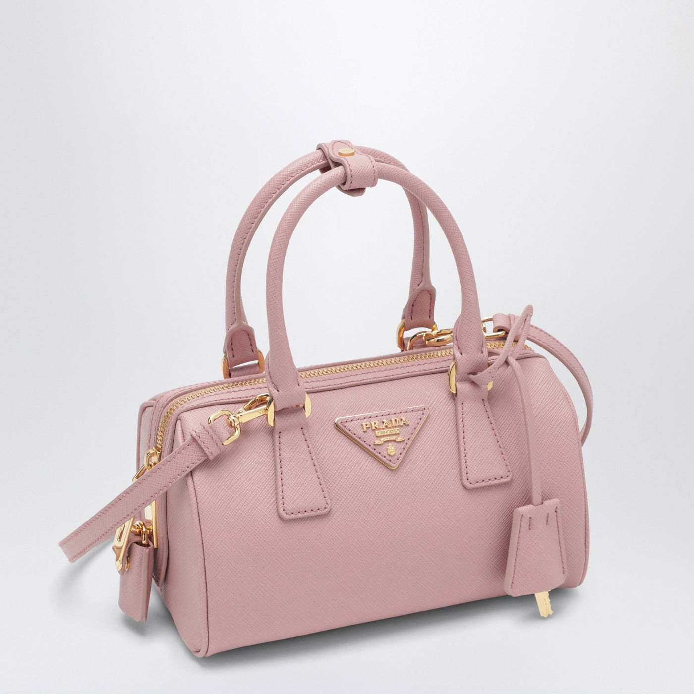Prada Petit sac à main en cuir Saffiano rose pêche | TheDoubleF