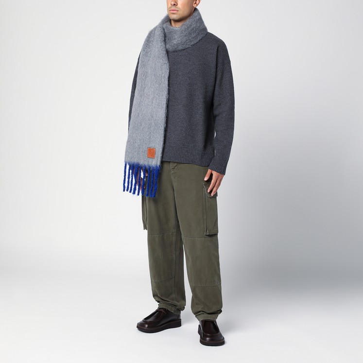 Loewe Grey/blue wool and cashmere scarf | TheDoubleF