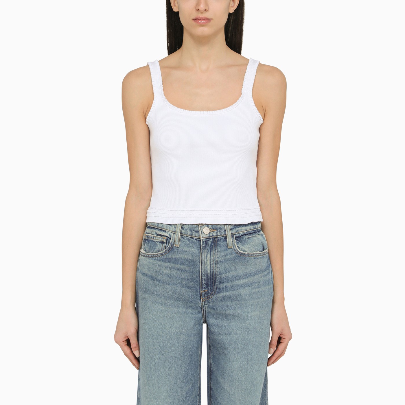 Chloé White ribbed cotton tank top | TheDoubleF