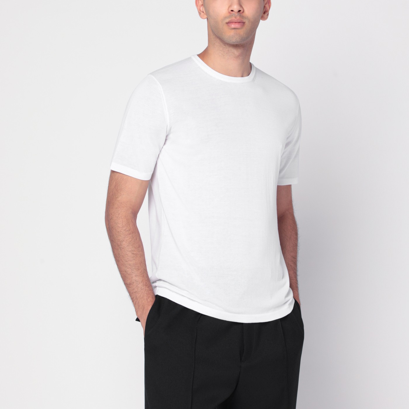 Roberto Collina White ribbed cotton T-shirt | TheDoubleF