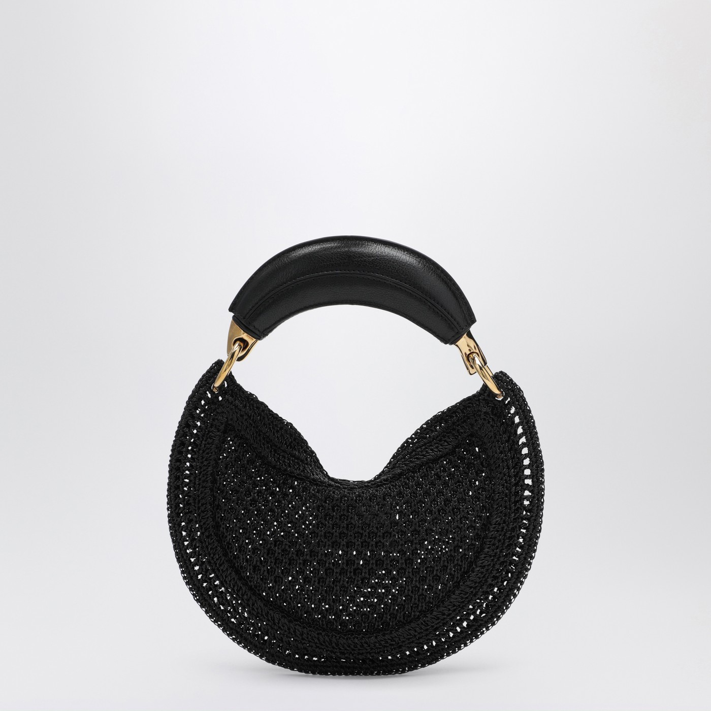 Chloé Mini sac hobo Summer Banana noir au crochet avec détails en cuir ...