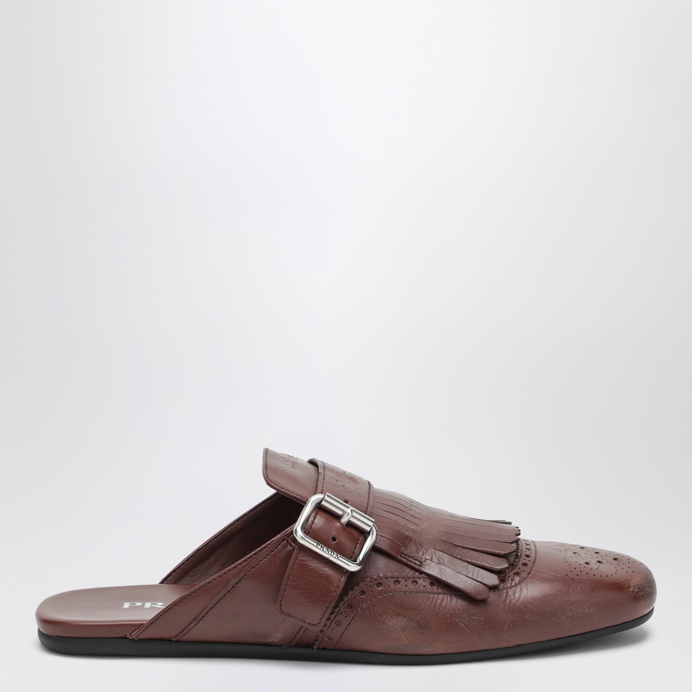Prada Brown leather Sabot Shuffle with buckle | TheDoubleF