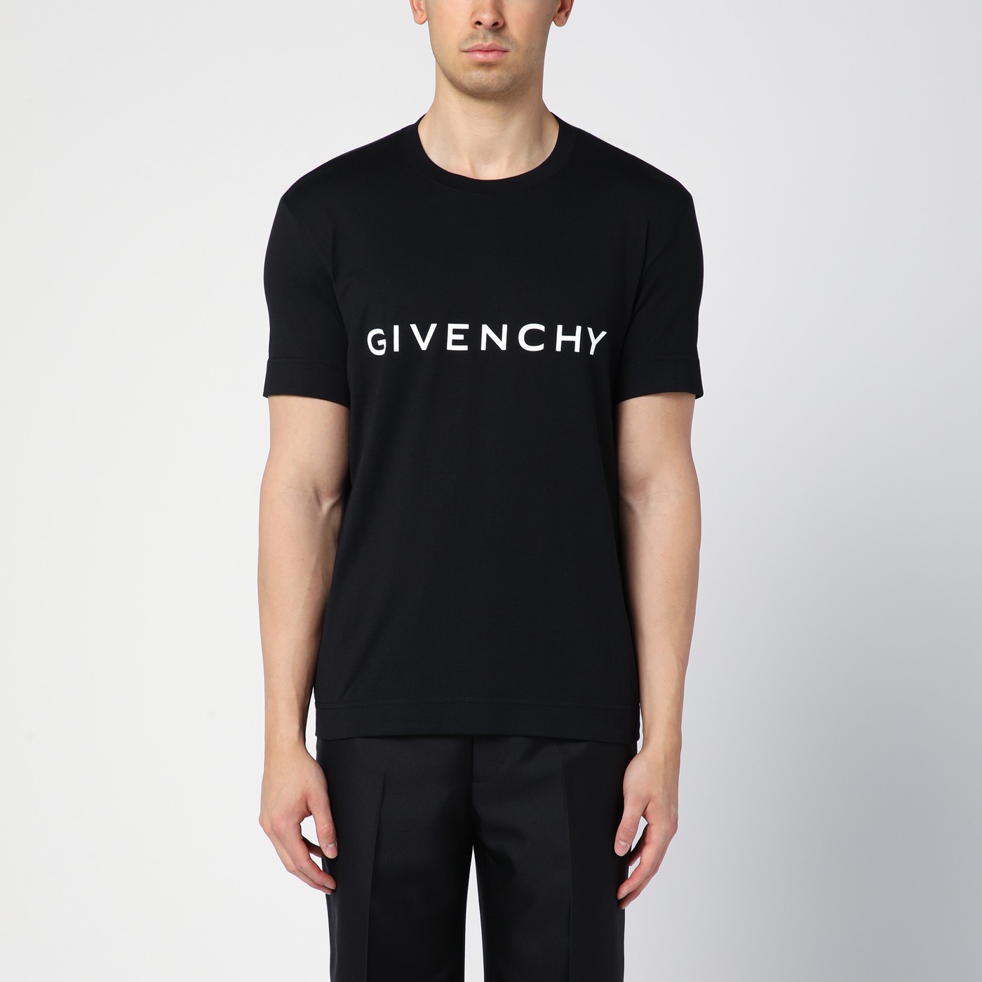 Givenchy Black Archetype cotton T-shirt with logo | TheDoubleF