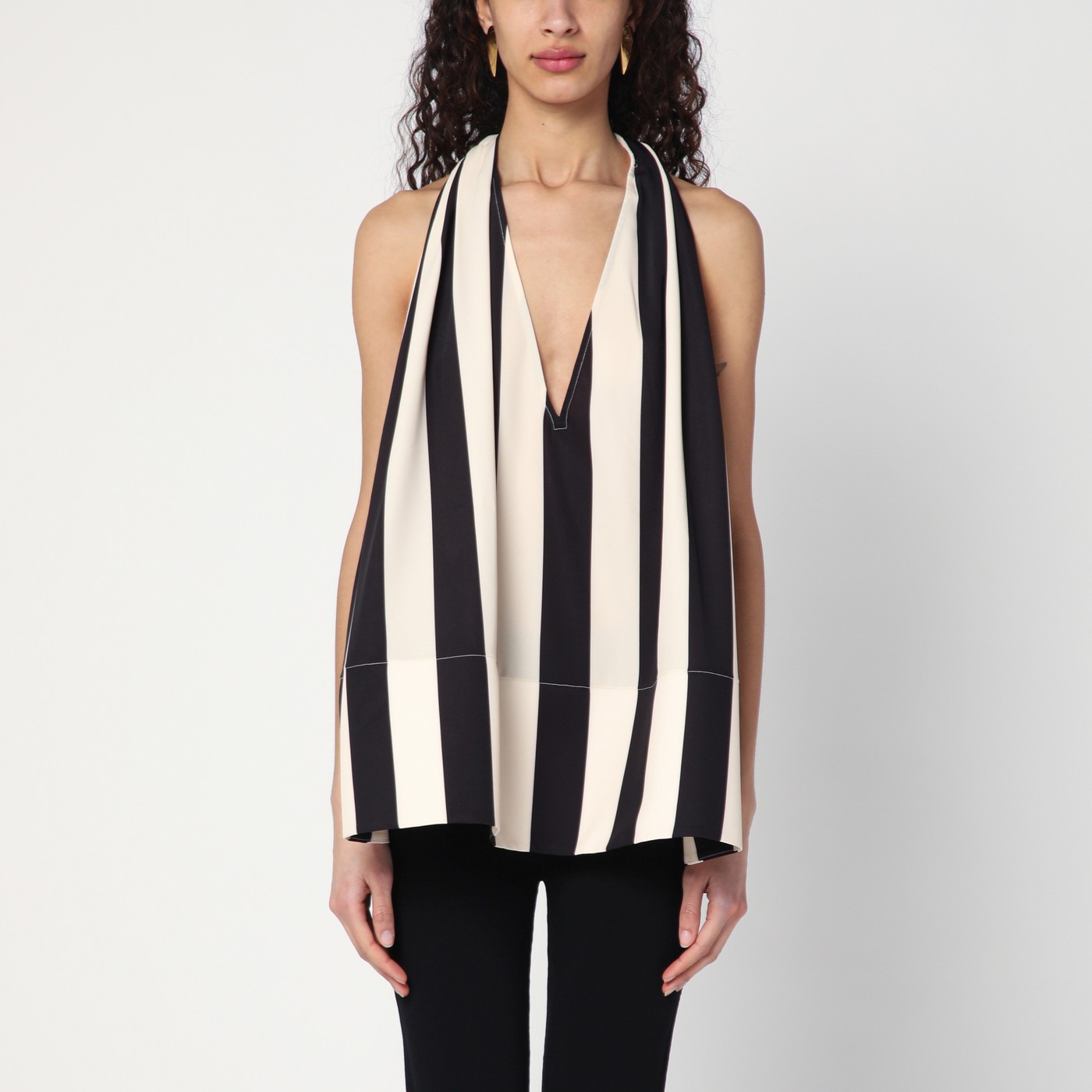 JACQUEMUS Norma trapeze top with stripes | TheDoubleF