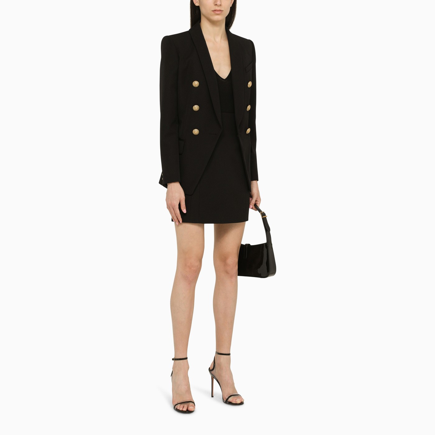 Balmain Black miniskirt with gold buttons | TheDoubleF