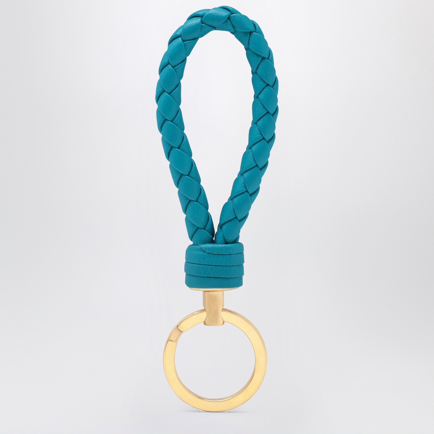 Bottega Veneta Peacock blue keyring in woven leather | TheDoubleF