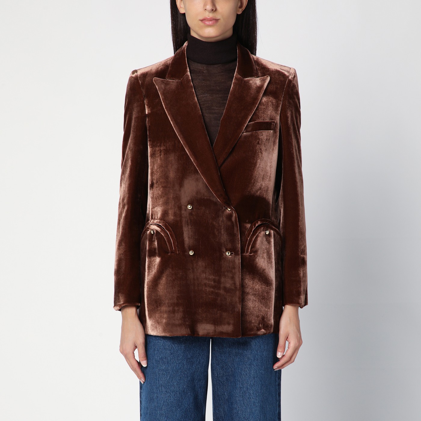Blazé Milano Bronze-coloured Everyday velvet jacket | TheDoubleF