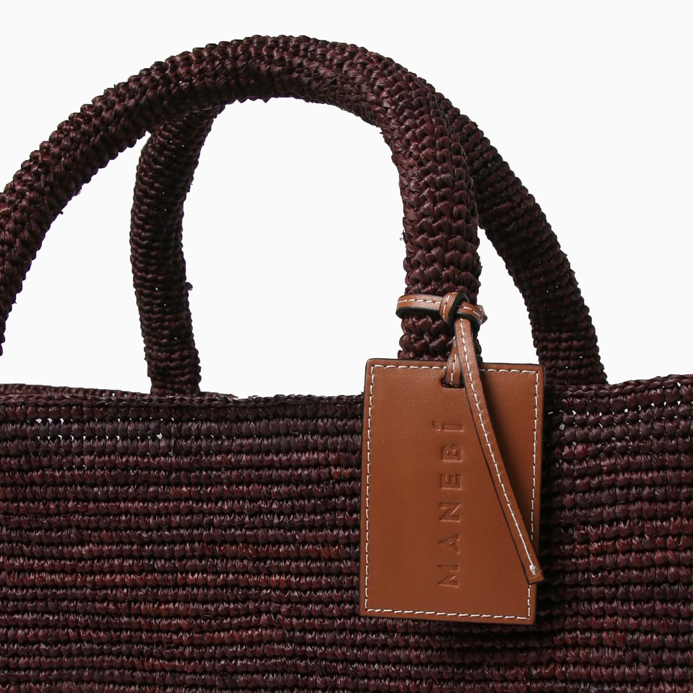 Manebí Large Sunset chocolate-coloured bag in raffia | TheDoubleF