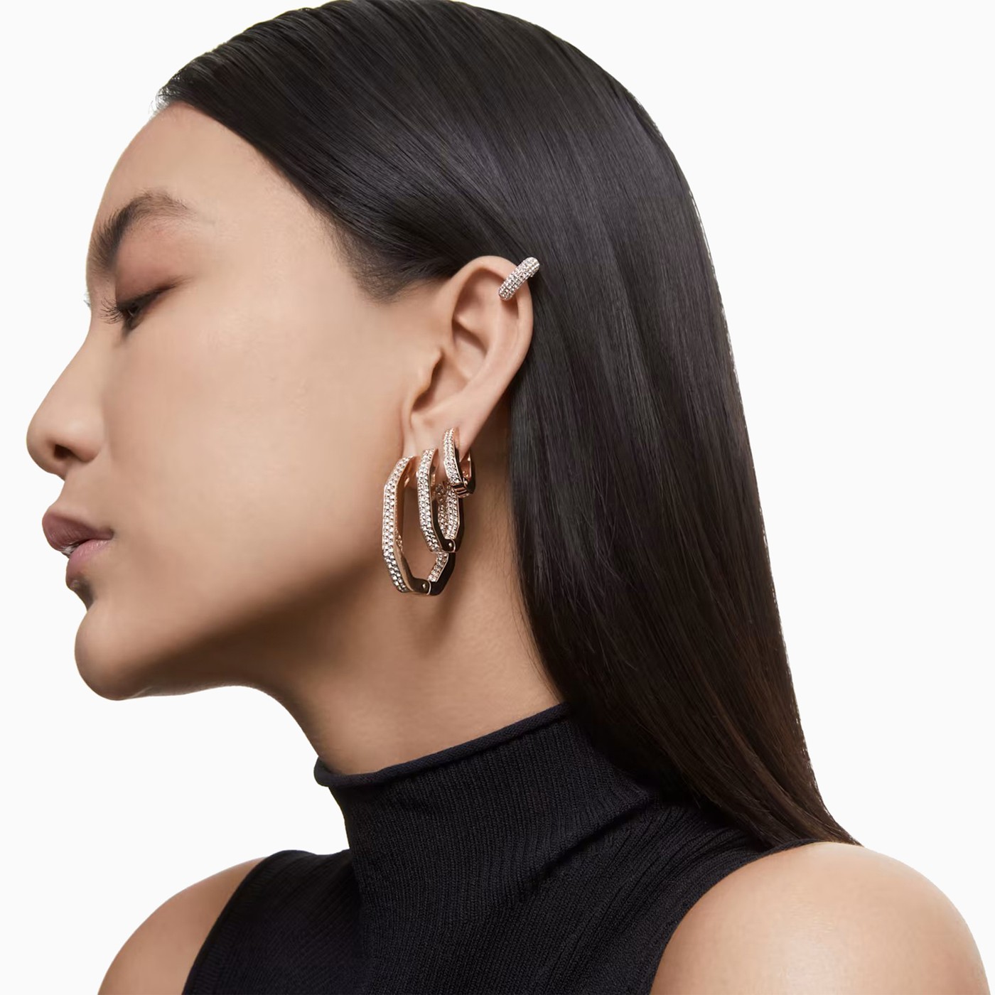 Swarovski Orecchini a cerchio Dextera oro rosa | TheDoubleF