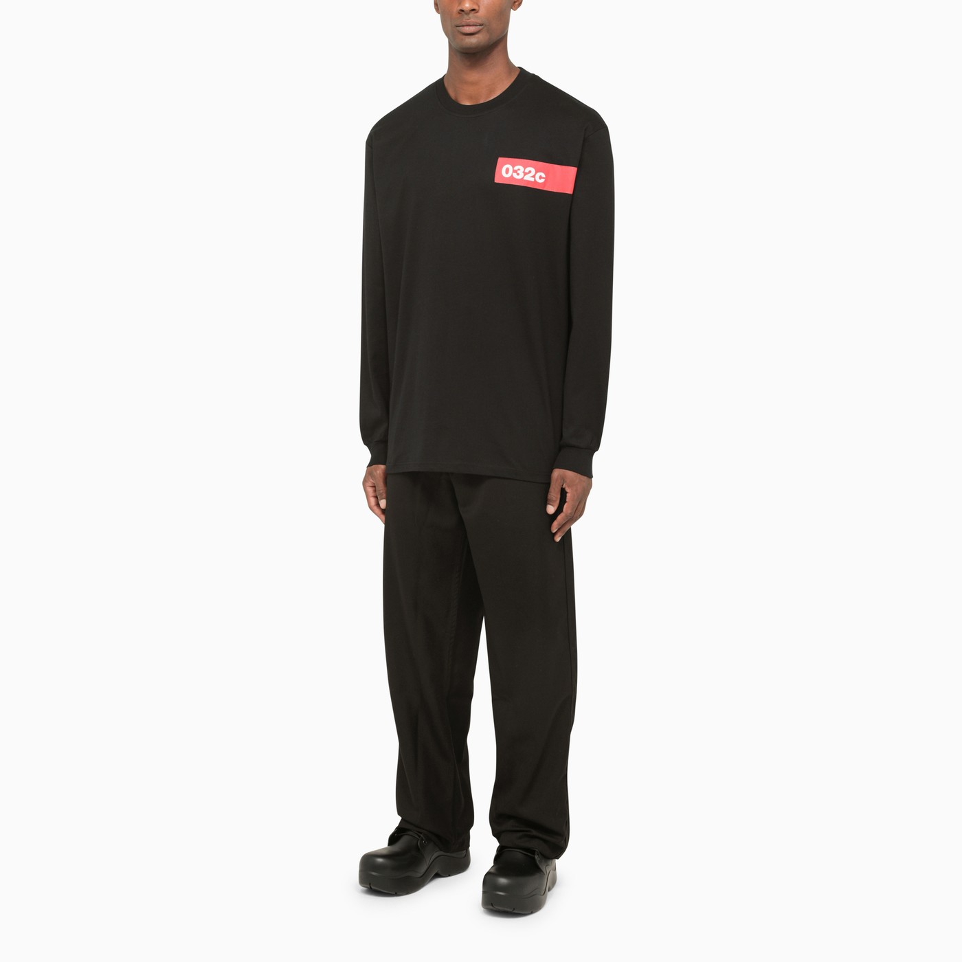 032c Felpa girocollo nera in cotone | TheDoubleF