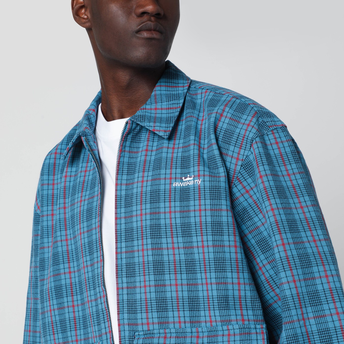 Awake NY Blue zip-up overshirt with logo | TheDoubleF