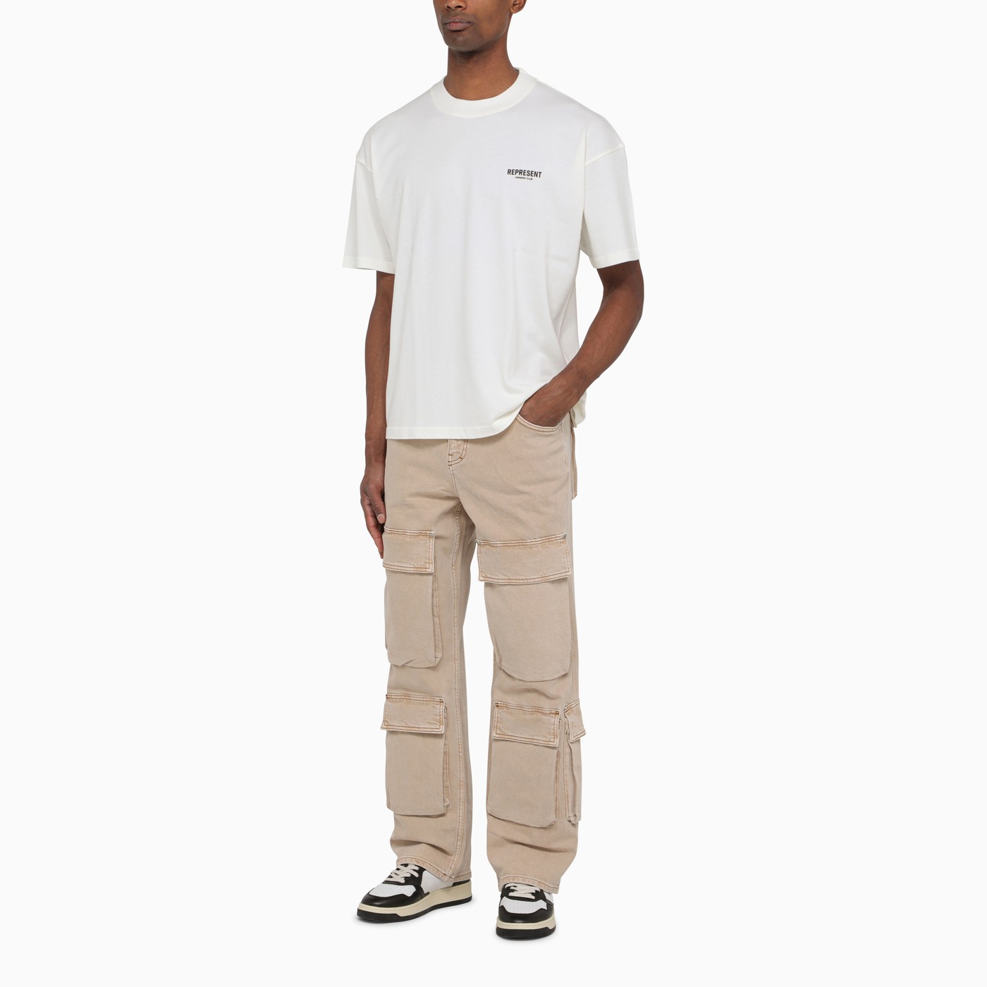 Represent R3Ca beige denim cargo trousers | TheDoubleF