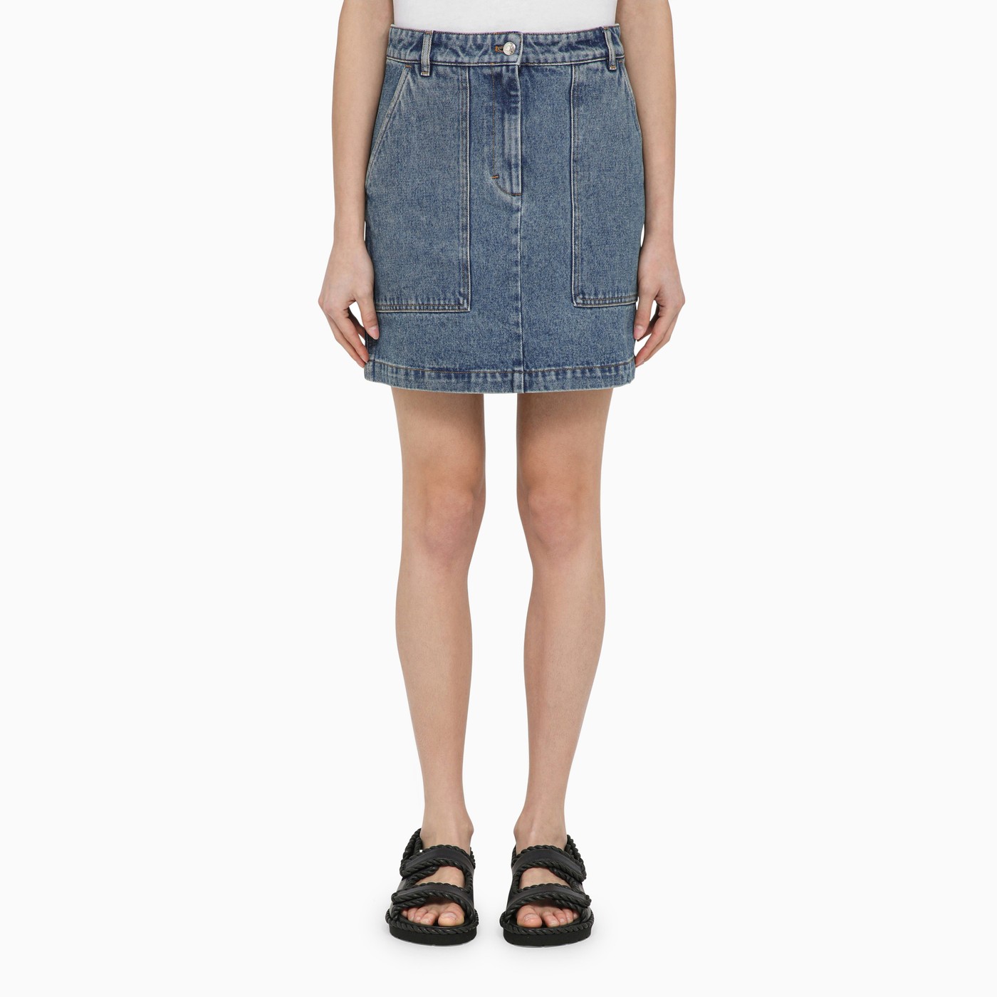 Maison Kitsuné Indigo blue denim miniskirt | TheDoubleF