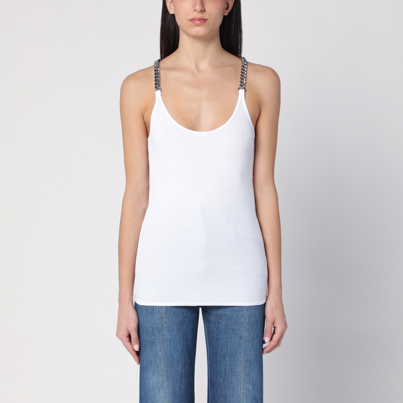 Stella McCartney White tank top with chain straps | TheDoubleF