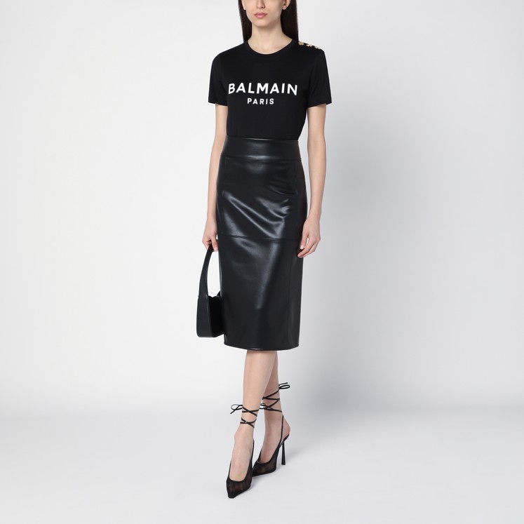 Max Mara Oversized black cotton T-shirt with logo embroidery | TheDoubleF