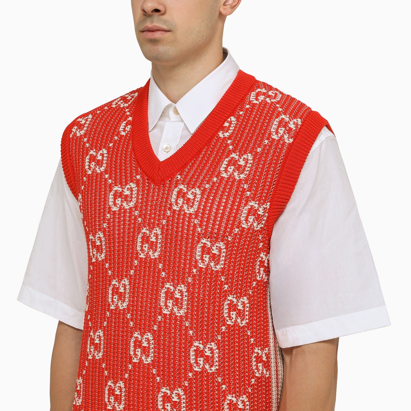 GUCCI Red/ivory waistcoat with GG | TheDoubleF