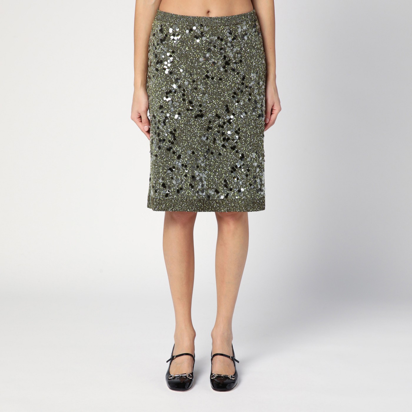 GUCCI Dark green viscose and tweed blend skirt | TheDoubleF
