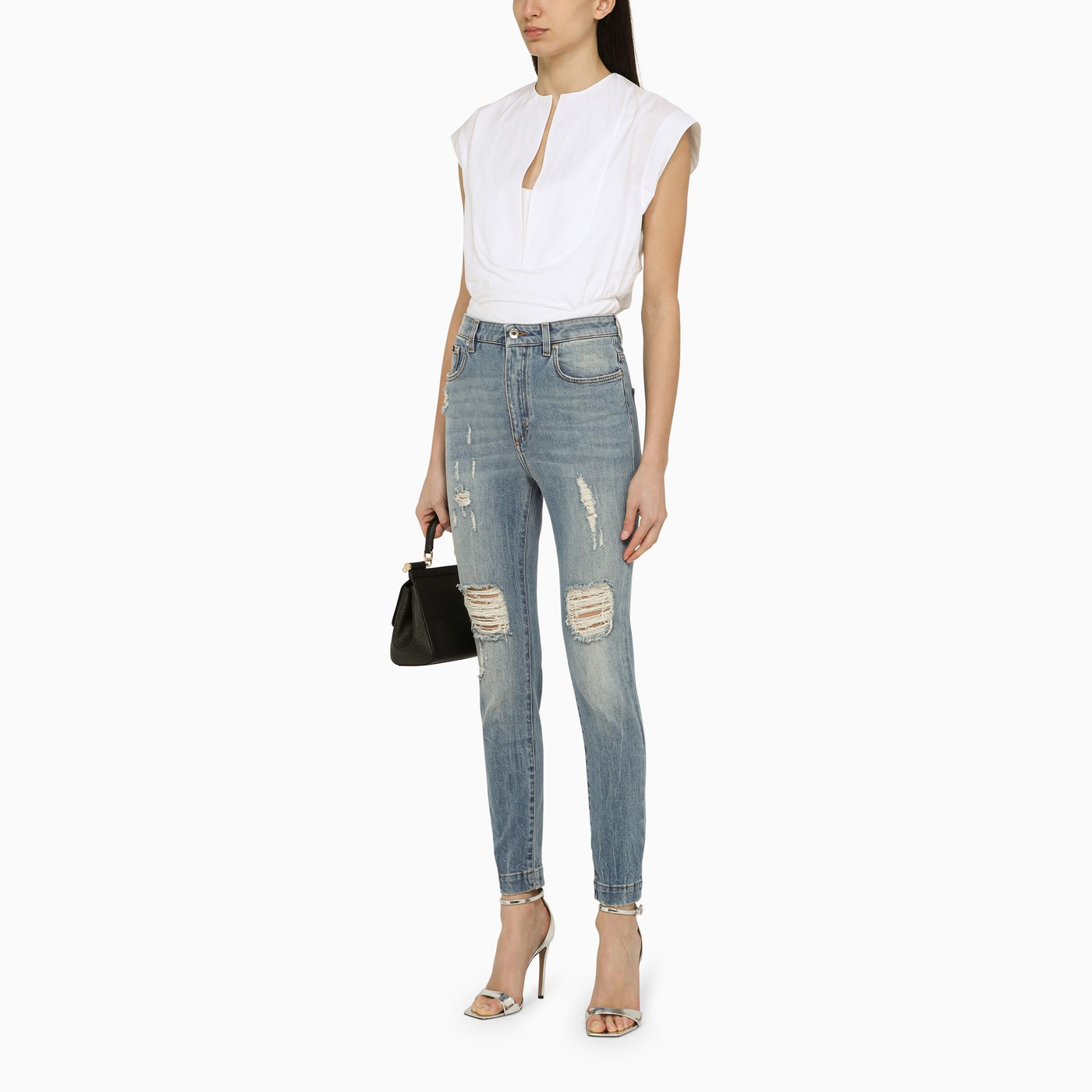 Dolce&Gabbana Audry denim skinny jeans with wear and tear | TheDoubleF