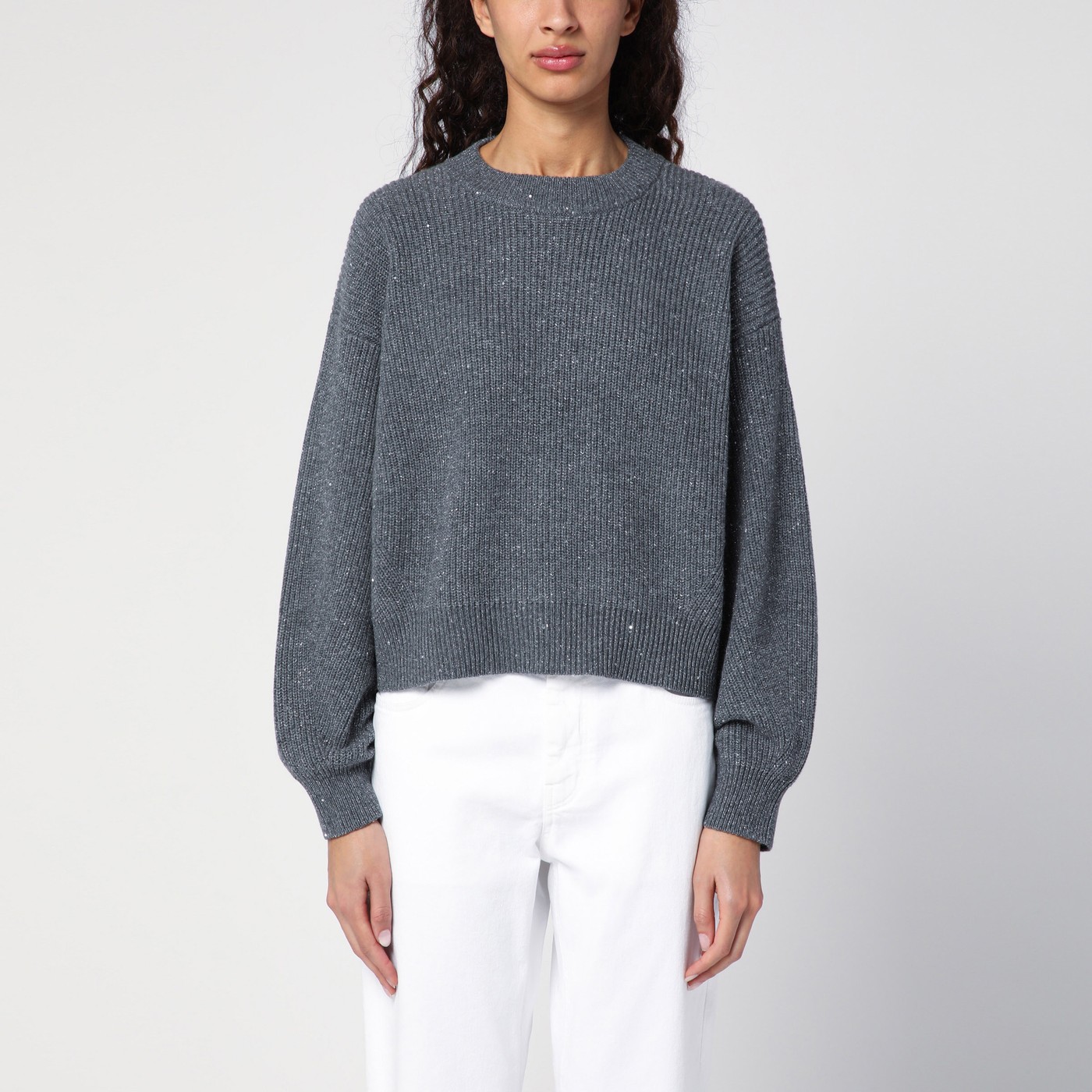 Brunello Cucinelli Lead grey cashmere blend jumper | TheDoubleF