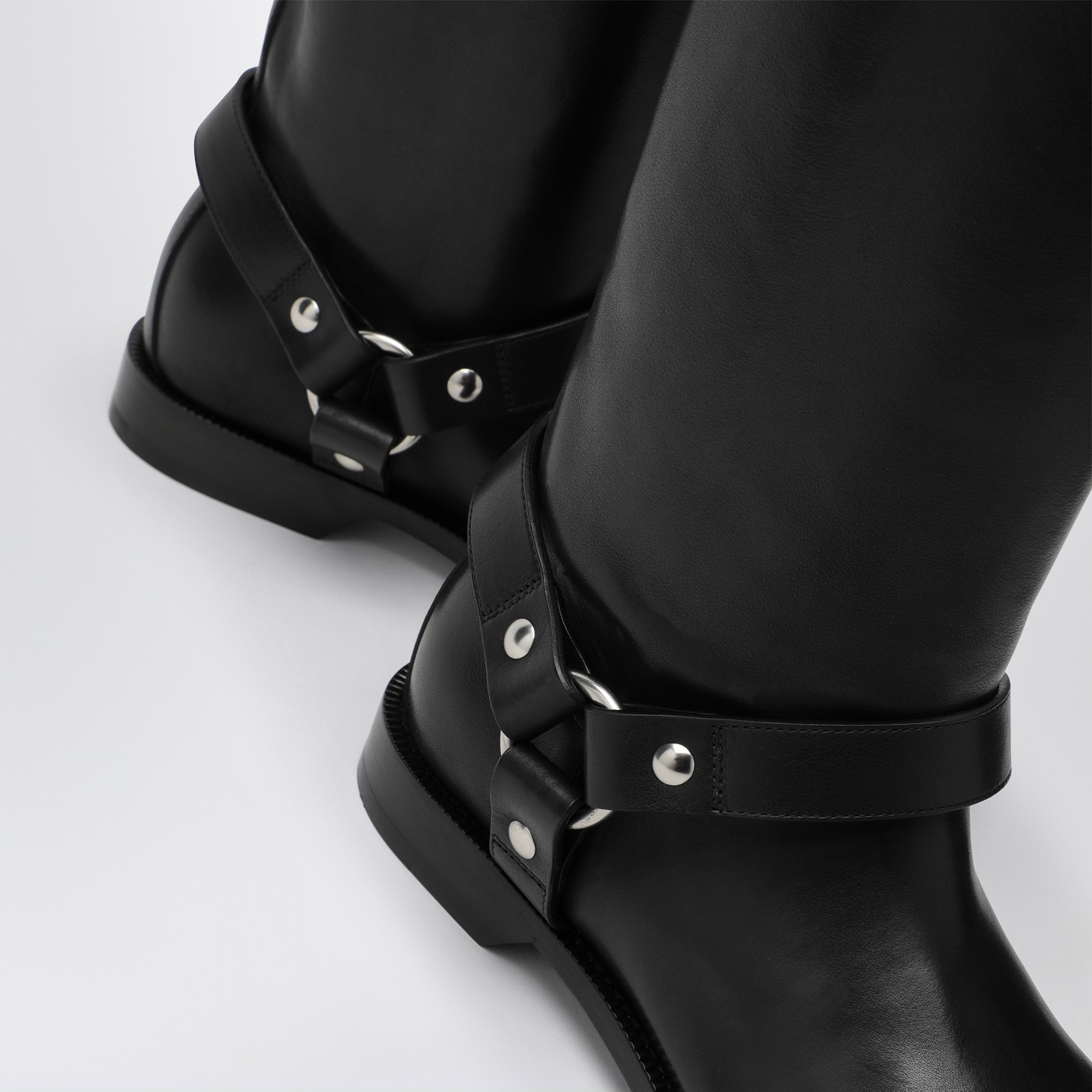 Loewe Campo Biker high boot in black calfskin leather | TheDoubleF