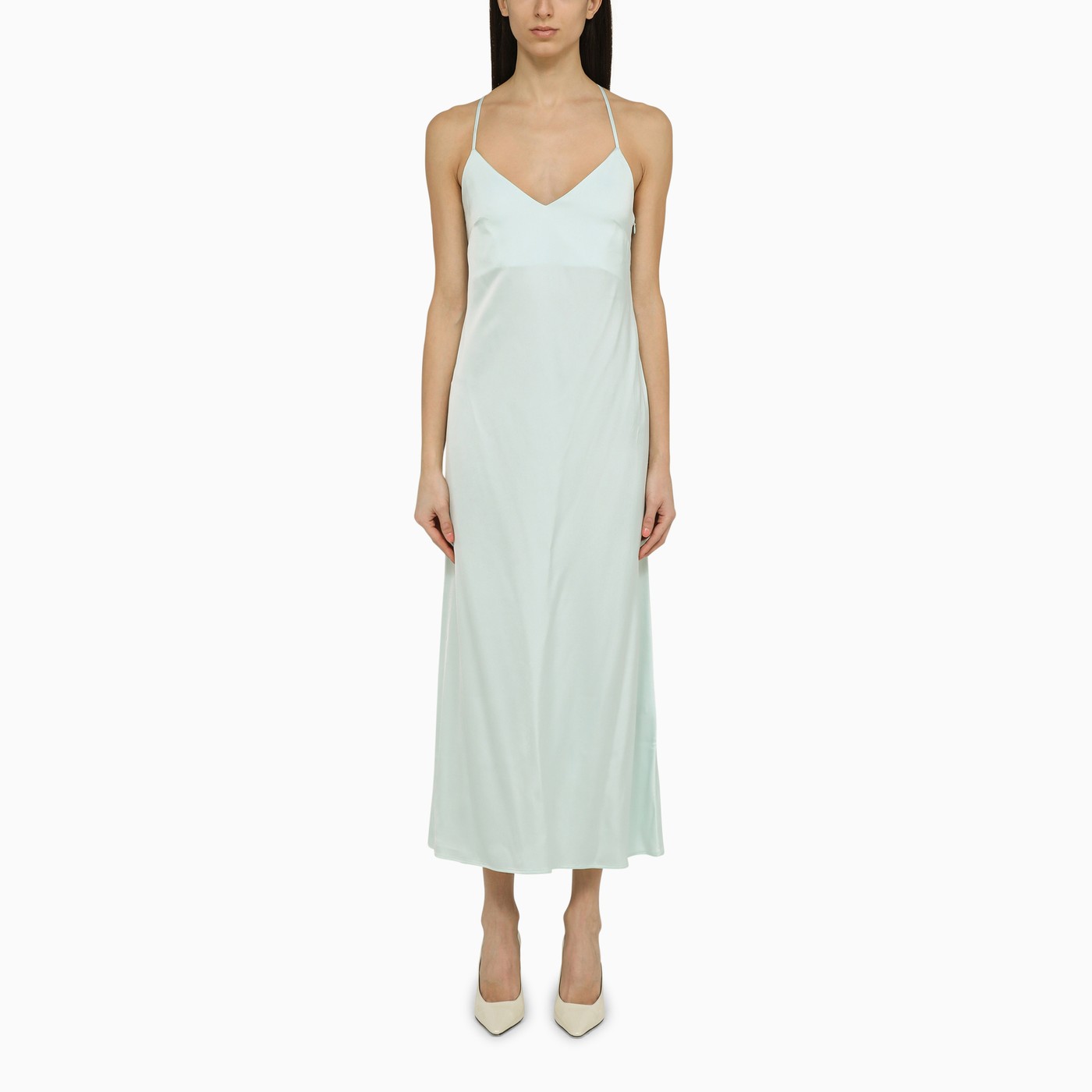 IVY OAK Noel light aqua satin dress | TheDoubleF