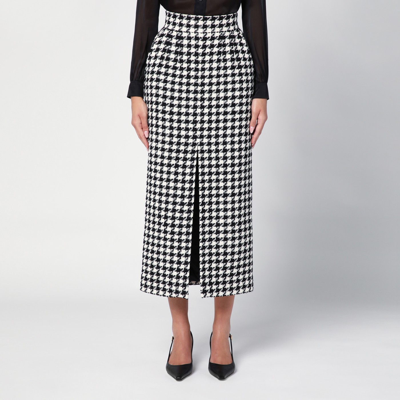 Dolce&Gabbana Black and white macro houndstooth skirt | TheDoubleF