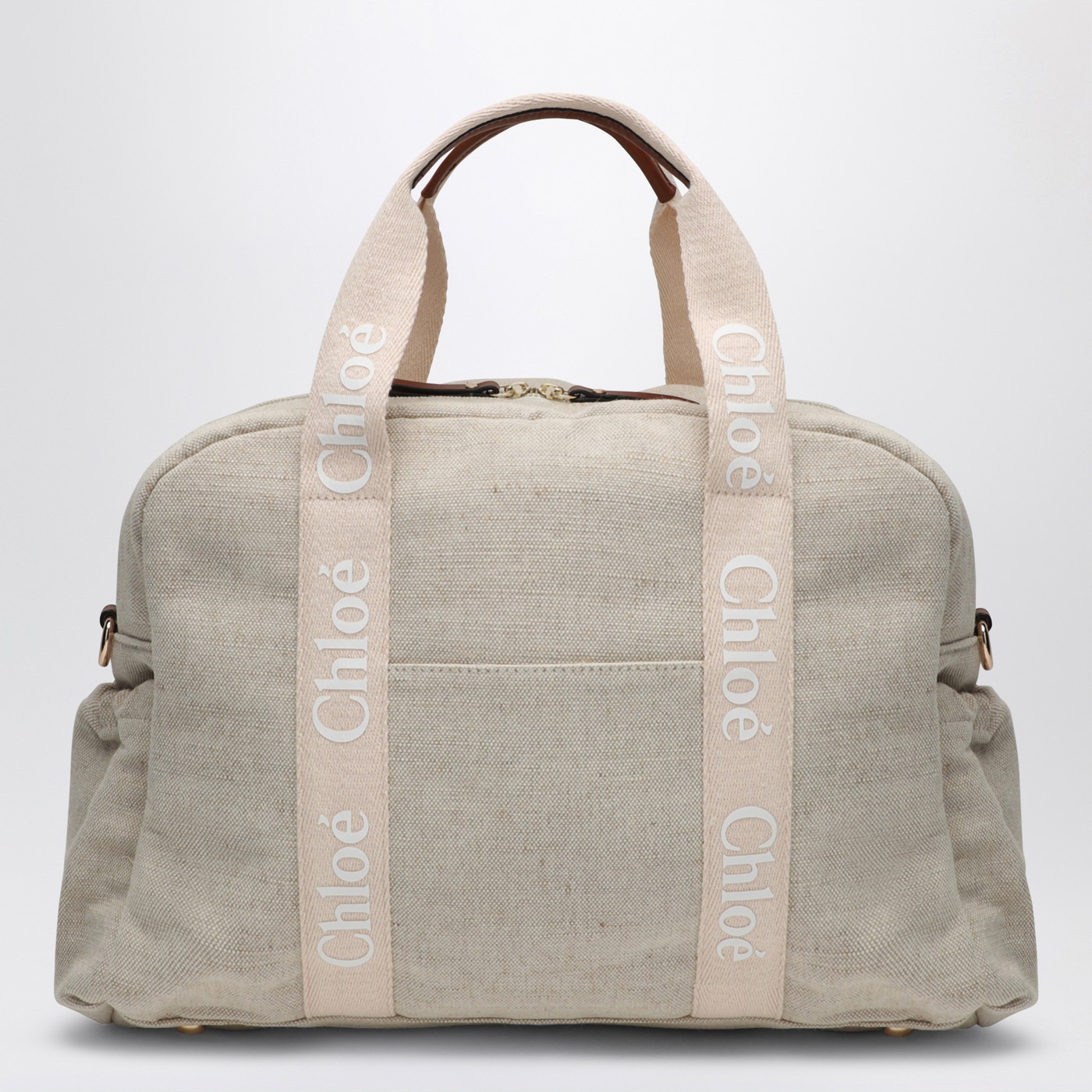 Chloé Beige cotton blend changing bag with logo | TheDoubleF