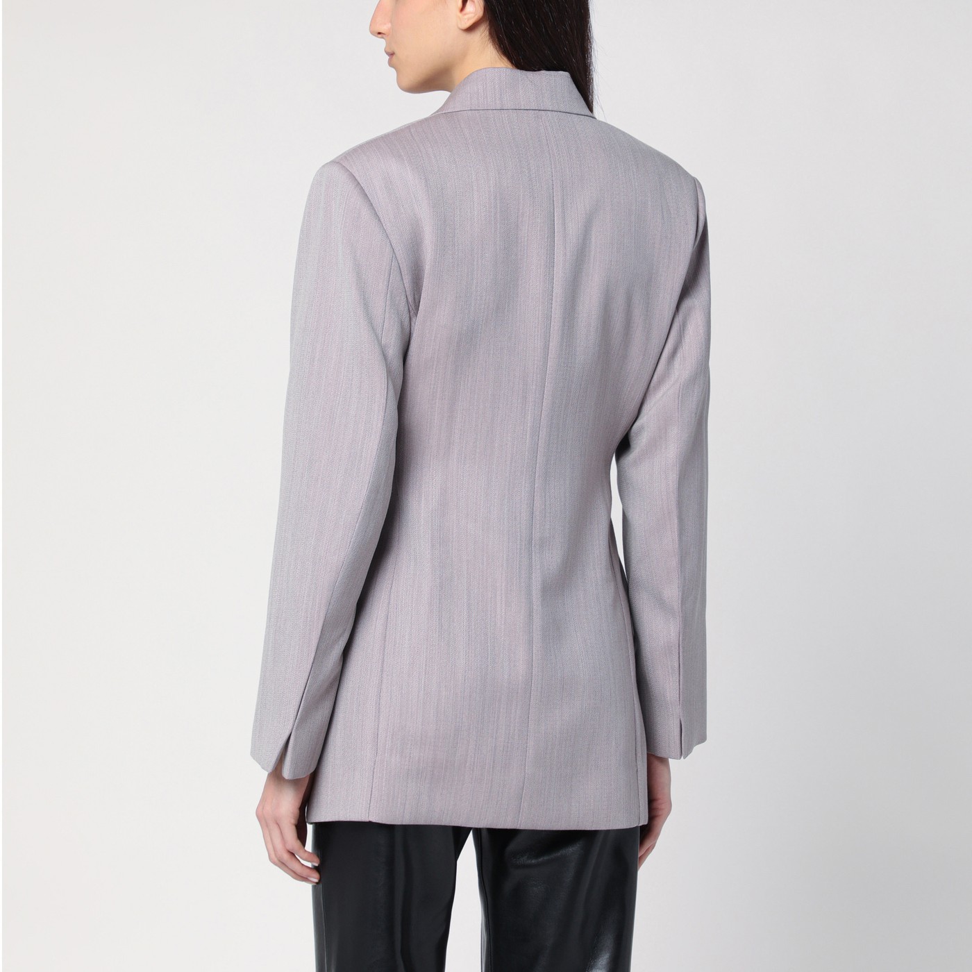 Victoria Beckham Light grey wool jacket with belt | TheDoubleF