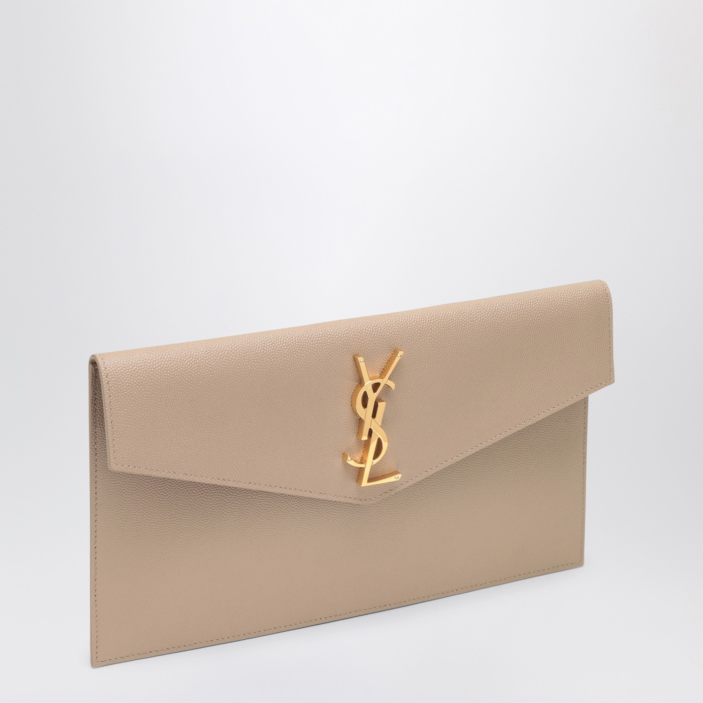 Saint Laurent Uptown Cassandre beige leather envelope | TheDoubleF