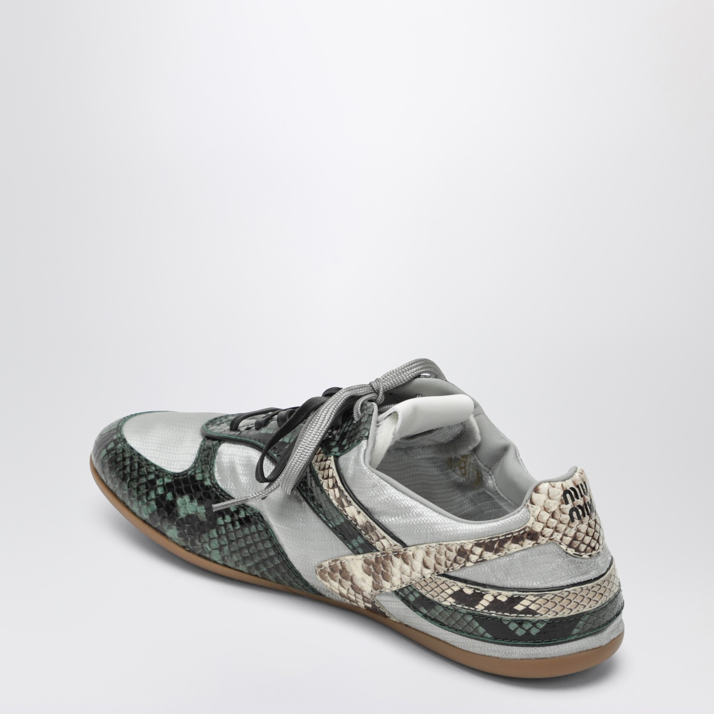 Miu Miu Gymnasium sneakers in technical fabric and Ayers python print | TheDoubleF